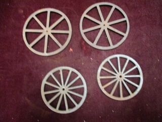 2 CAST IRON TOY WHEELS FOR SALVAGE OR REPURPOSE, 3 1/4 & 3 3/4 INCH DIA ...