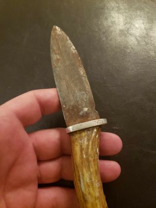 Vintage Stag Handle Fixed Blade Knife | #16484986
