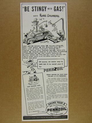 1943 Rube Goldberg Elephant Car Machine Art Pennzoil Oil Vintage Print ...