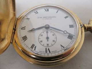 Vintage J. W Benson Gold Plated Pocket Watch And Chain For Spares ...