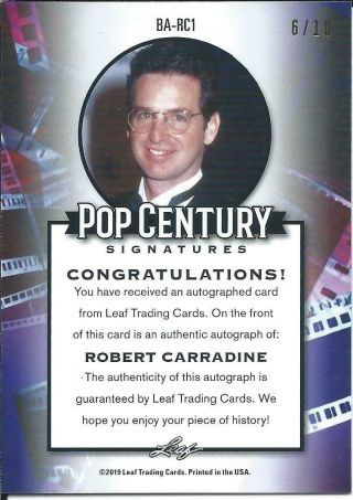 2019 Leaf Metal Pop Century ROBERT CARRADINE Signatures Autograph /10 ...