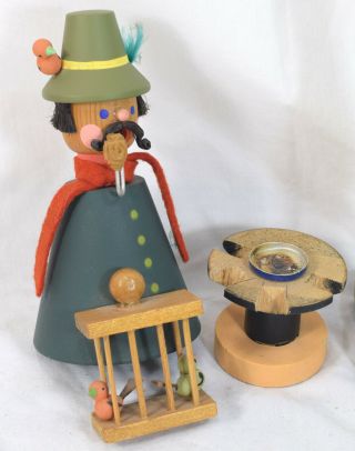 Old German Incense Burner Smoker Man With Birds In Cage Christmas ...