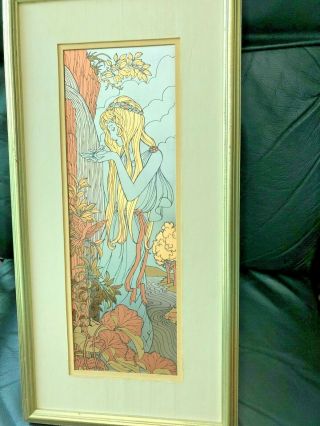 Art Nouveau Sterling Silver & 24k Gold On Copper Etching “Goddess Of ...