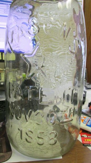 LARGE MASON ' S PATENT NOV 30TH 1858 EAGLE STAR CLEAR 4 OR 5 GALLON ...