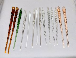 14 Antique German Crystal Icicle Christmas Tree Ornaments In Litho ' Ed ...