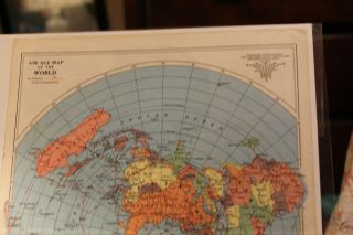 Vintage 1956 Map Mounted On Cardstock Air Age Map Of The World | World ...