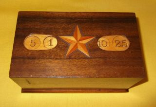 VINTAGE WOODEN COIN SLOT BOX BANK | #13850515