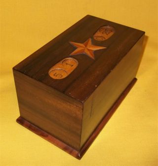 VINTAGE WOODEN COIN SLOT BOX BANK | #13850515