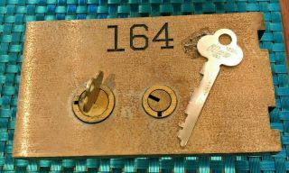 SAFE DEPOSIT BOX DOOR LOCK OLD BANK VINTAGE VAULT ONE KEY | #49188517